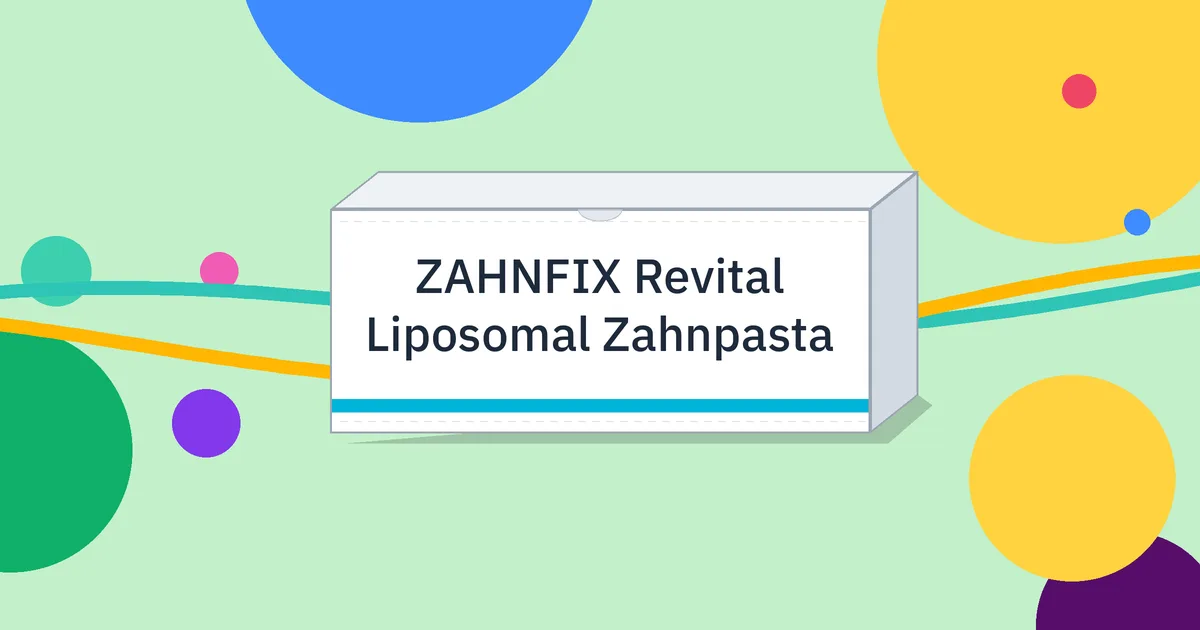 Symbolbild: Packung mit der Aufschrift ZAHNFIX Revital Liposomal Zahnpasta (PZN 18724336) – Verfügbarkeit und Bezug in Apotheken in Frankfurt am Main