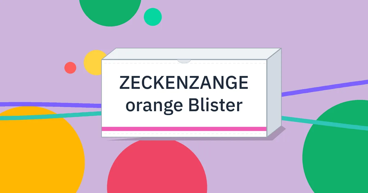 Symbolbild: Packung mit der Aufschrift ZECKENZANGE orange Blister (PZN 01599335) – Verfügbarkeit und Bezug in Apotheken in Frankfurt am Main