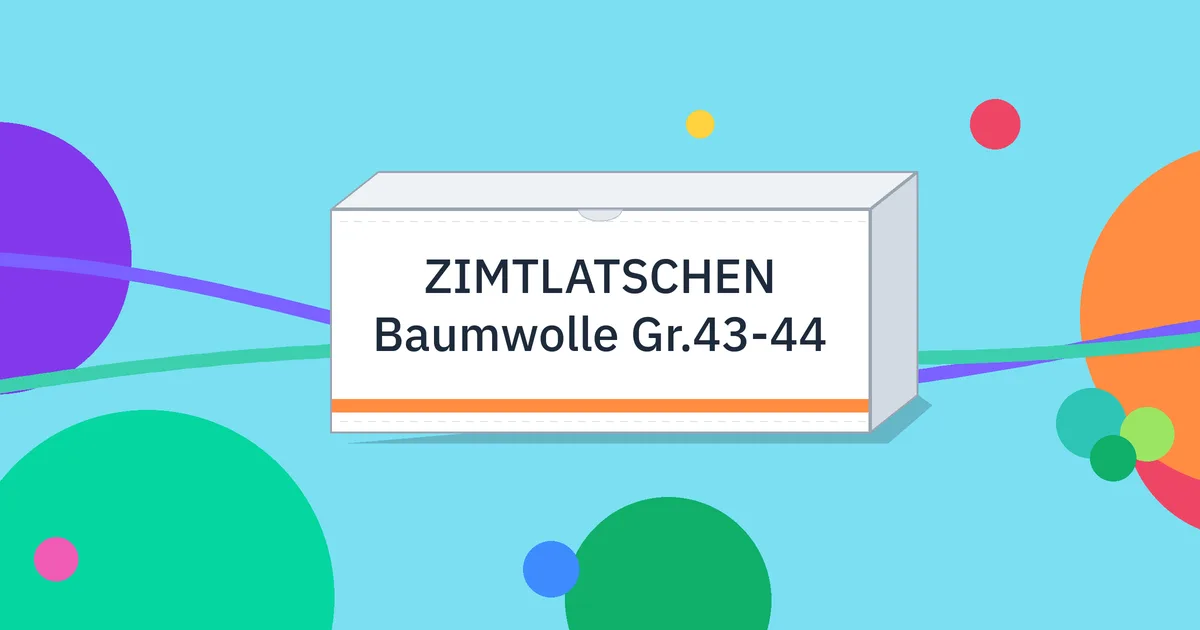 Symbolbild: Packung mit der Aufschrift ZIMTLATSCHEN Baumwolle Gr.43-44 (PZN 01437934) – Verfügbarkeit und Bezug in Apotheken in Frankfurt am Main