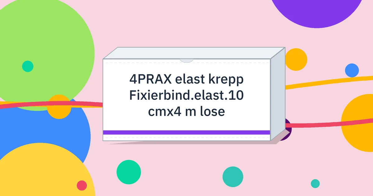 Symbolbild: Packung mit der Aufschrift 4PRAX elast krepp Fixierbind.elast.10 cmx4 m lose (PZN 20230191) – Verfügbarkeit und Bezug in Apotheken in Frankfurt am Main