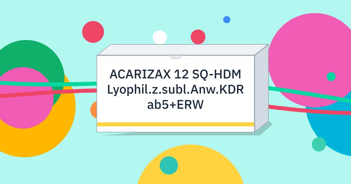 Symbolbild: Packung mit der Aufschrift ACARIZAX 12 SQ-HDM Lyophil.z.subl.Anw.KDR ab5+ERW (PZN 18784433) – Verfügbarkeit und Bezug in Apotheken in Frankfurt am Main
