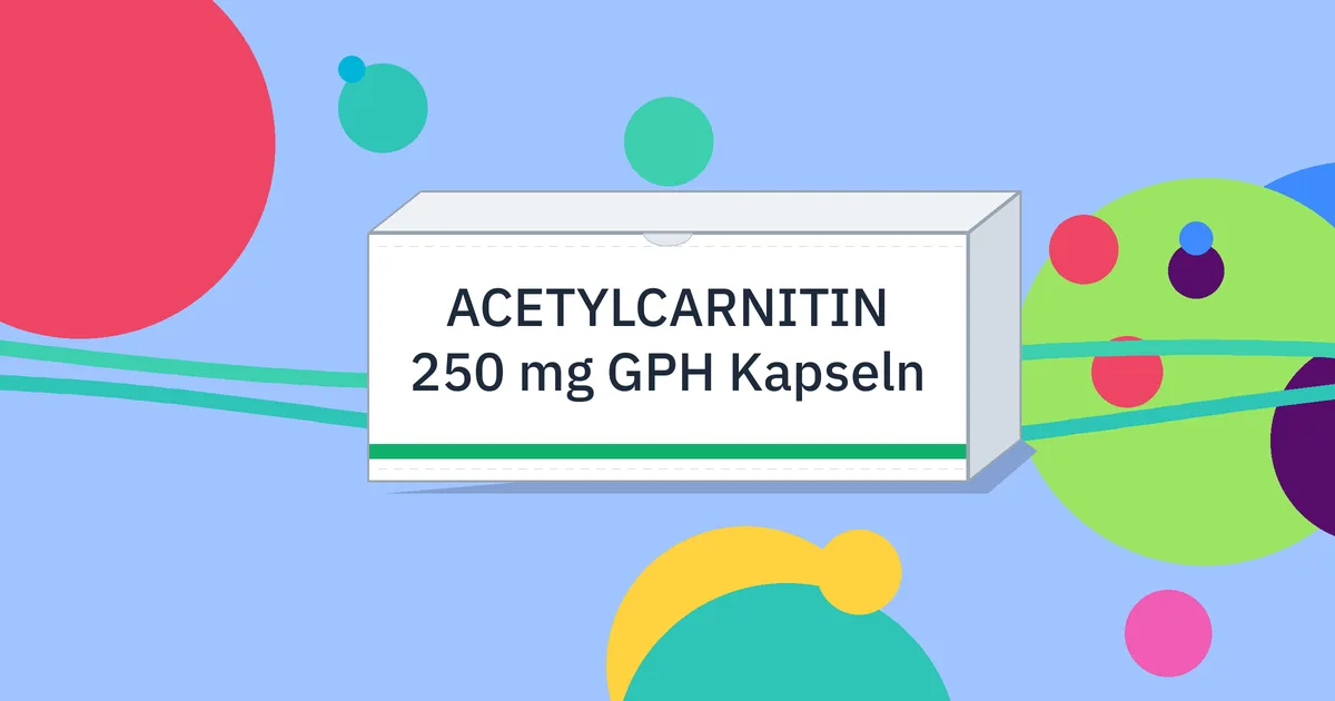 Symbolbild: Packung mit der Aufschrift ACETYLCARNITIN 250 mg GPH Kapseln (PZN 09681131) – Verfügbarkeit und Bezug in Apotheken in Frankfurt am Main