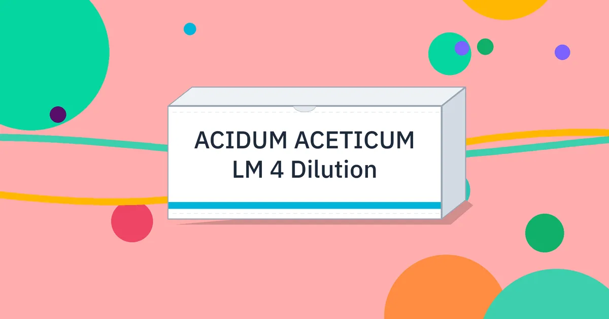 Symbolbild: Packung mit der Aufschrift ACIDUM ACETICUM LM 4 Dilution (PZN 13266739) – Verfügbarkeit und Bezug in Apotheken in Frankfurt am Main