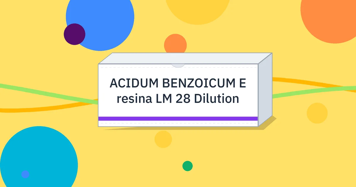 Symbolbild: Packung mit der Aufschrift ACIDUM BENZOICUM E resina LM 28 Dilution (PZN 16241823) – Verfügbarkeit und Bezug in Apotheken in Frankfurt am Main
