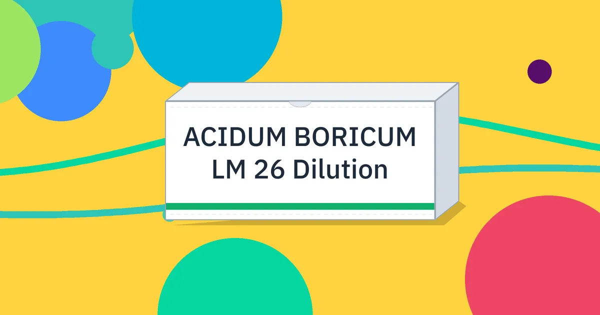Symbolbild: Packung mit der Aufschrift ACIDUM BORICUM LM 26 Dilution (PZN 13270089) – Verfügbarkeit und Bezug in Apotheken in Frankfurt am Main
