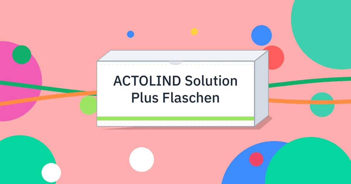 Symbolbild: Packung mit der Aufschrift ACTOLIND Solution Plus Flaschen (PZN 20740897) – Verfügbarkeit und Bezug in Apotheken in Frankfurt am Main