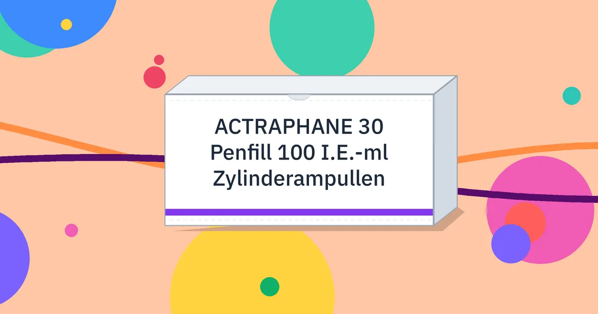 Symbolbild: Packung mit der Aufschrift ACTRAPHANE 30 Penfill 100 I.E.-ml Zylinderampullen (PZN 00540765) – Verfügbarkeit und Bezug in Apotheken in Frankfurt am Main