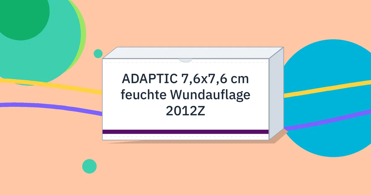 Symbolbild: Packung mit der Aufschrift ADAPTIC 7,6x7,6 cm feuchte Wundauflage 2012Z (PZN 17511905) – Verfügbarkeit und Bezug in Apotheken in Frankfurt am Main