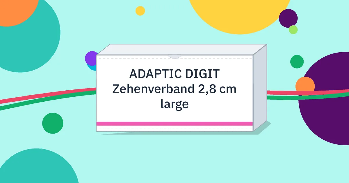 Symbolbild: Packung mit der Aufschrift ADAPTIC DIGIT Zehenverband 2,8 cm large (PZN 11318314) – Verfügbarkeit und Bezug in Apotheken in Frankfurt am Main