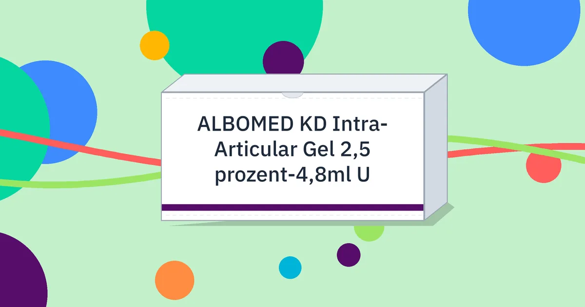 Symbolbild: Packung mit der Aufschrift ALBOMED KD Intra-Articular Gel 2,5 prozent-4,8ml U (PZN 19683326) – Verfügbarkeit und Bezug in Apotheken in Frankfurt am Main