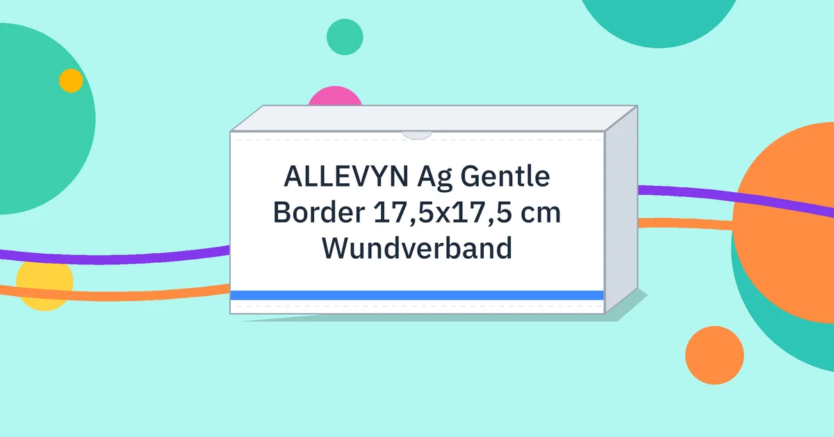 Symbolbild: Packung mit der Aufschrift ALLEVYN Ag Gentle Border 17,5x17,5 cm Wundverband (PZN 19874865) – Verfügbarkeit und Bezug in Apotheken in Frankfurt am Main