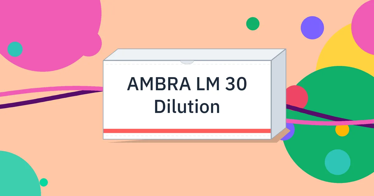Symbolbild: Packung mit der Aufschrift AMBRA LM 30 Dilution (PZN 03503552) – Verfügbarkeit und Bezug in Apotheken in Frankfurt am Main