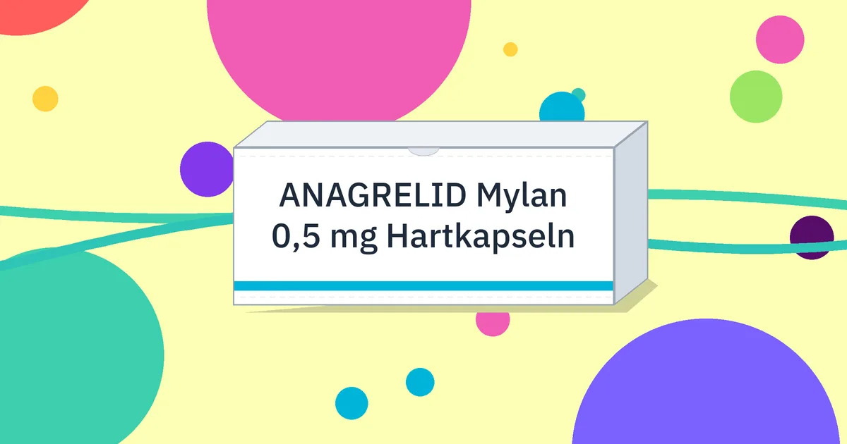 Symbolbild: Packung mit der Aufschrift ANAGRELID Mylan 0,5 mg Hartkapseln (PZN 13877437) – Verfügbarkeit und Bezug in Apotheken in Frankfurt am Main
