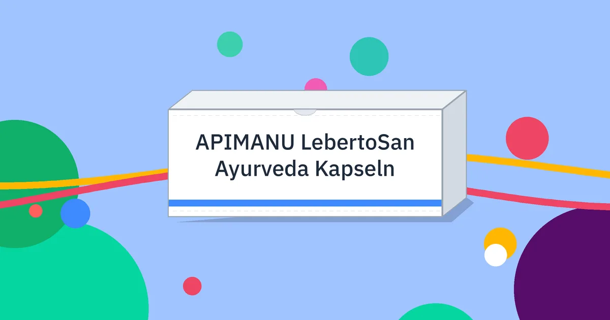 Symbolbild: Packung mit der Aufschrift APIMANU LebertoSan Ayurveda Kapseln (PZN 00589300) – Verfügbarkeit und Bezug in Apotheken in Frankfurt am Main
