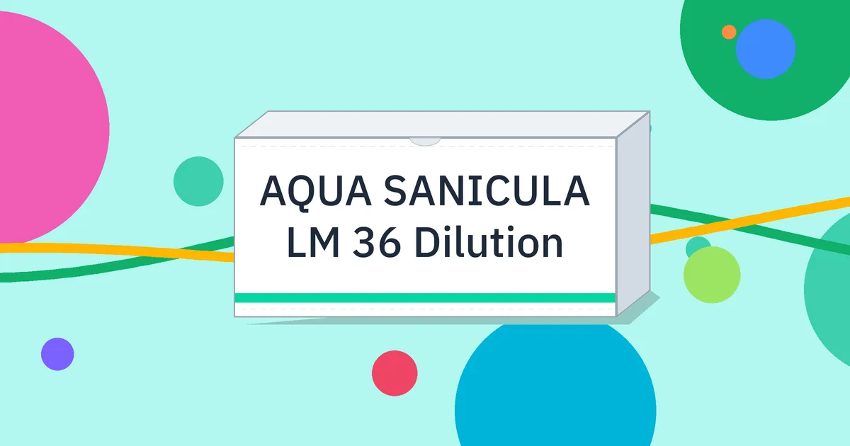 Symbolbild: Packung mit der Aufschrift AQUA SANICULA LM 36 Dilution (PZN 13382405) – Verfügbarkeit und Bezug in Apotheken in Frankfurt am Main