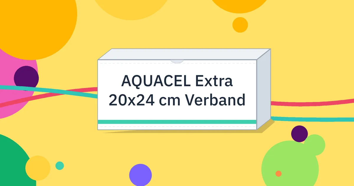 Symbolbild: Packung mit der Aufschrift AQUACEL Extra 20x24 cm Verband (PZN 20893626) – Verfügbarkeit und Bezug in Apotheken in Frankfurt am Main
