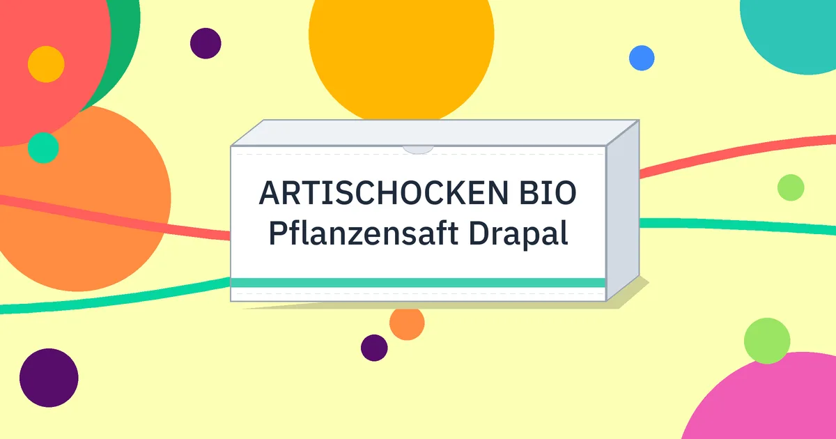 Symbolbild: Packung mit der Aufschrift ARTISCHOCKEN BIO Pflanzensaft Drapal (PZN 09668981) – Verfügbarkeit und Bezug in Apotheken in Frankfurt am Main