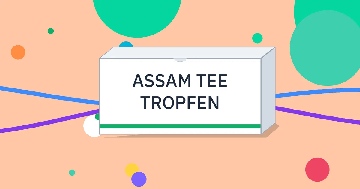 Symbolbild: Packung mit der Aufschrift ASSAM TEE TROPFEN (PZN 14284188) – Verfügbarkeit und Bezug in Apotheken in Frankfurt am Main