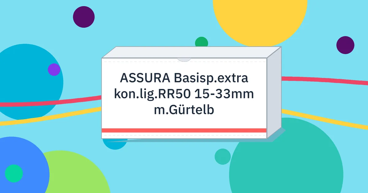 Symbolbild: Packung mit der Aufschrift ASSURA Basisp.extra kon.lig.RR50 15-33mm m.Gürtelb (PZN 04311903) – Verfügbarkeit und Bezug in Apotheken in Frankfurt am Main
