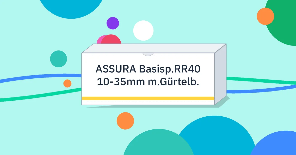 Symbolbild: Packung mit der Aufschrift ASSURA Basisp.RR40 10-35mm m.Gürtelb. (PZN 04764131) – Verfügbarkeit und Bezug in Apotheken in Frankfurt am Main