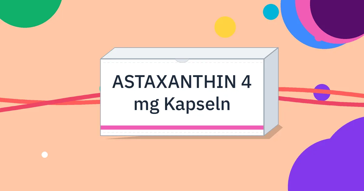 Symbolbild: Packung mit der Aufschrift ASTAXANTHIN 4 mg Kapseln (PZN 15736681) – Verfügbarkeit und Bezug in Apotheken in Frankfurt am Main