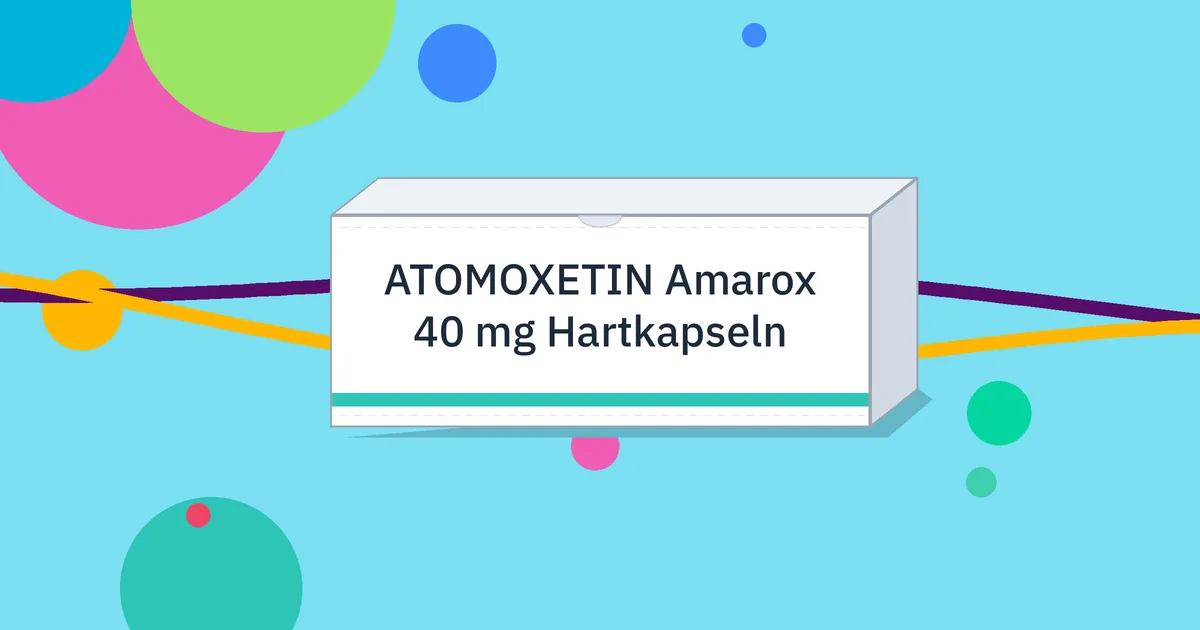 Symbolbild: Packung mit der Aufschrift ATOMOXETIN Amarox 40 mg Hartkapseln (PZN 19178640) – Verfügbarkeit und Bezug in Apotheken in Frankfurt am Main