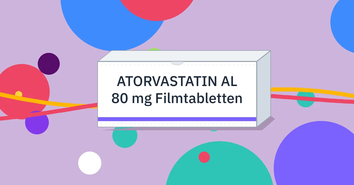 Symbolbild: Packung mit der Aufschrift ATORVASTATIN AL 80 mg Filmtabletten (PZN 09281911) – Verfügbarkeit und Bezug in Apotheken in Frankfurt am Main