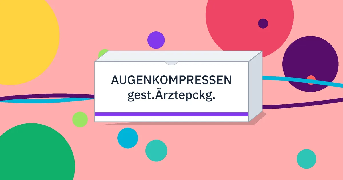 Symbolbild: Packung mit der Aufschrift AUGENKOMPRESSEN gest.Ärztepckg. (PZN 01722557) – Verfügbarkeit und Bezug in Apotheken in Frankfurt am Main