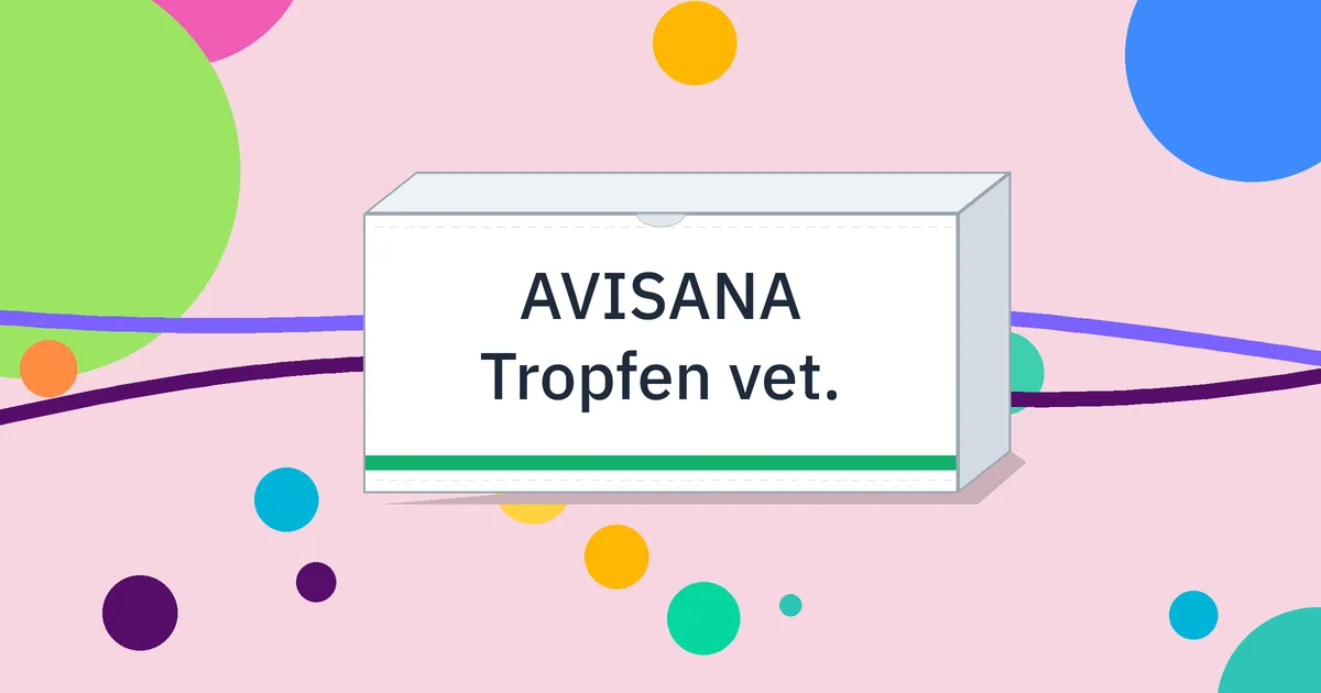 Symbolbild: Packung mit der Aufschrift AVISANA Tropfen vet. (PZN 11071032) – Verfügbarkeit und Bezug in Apotheken in Frankfurt am Main