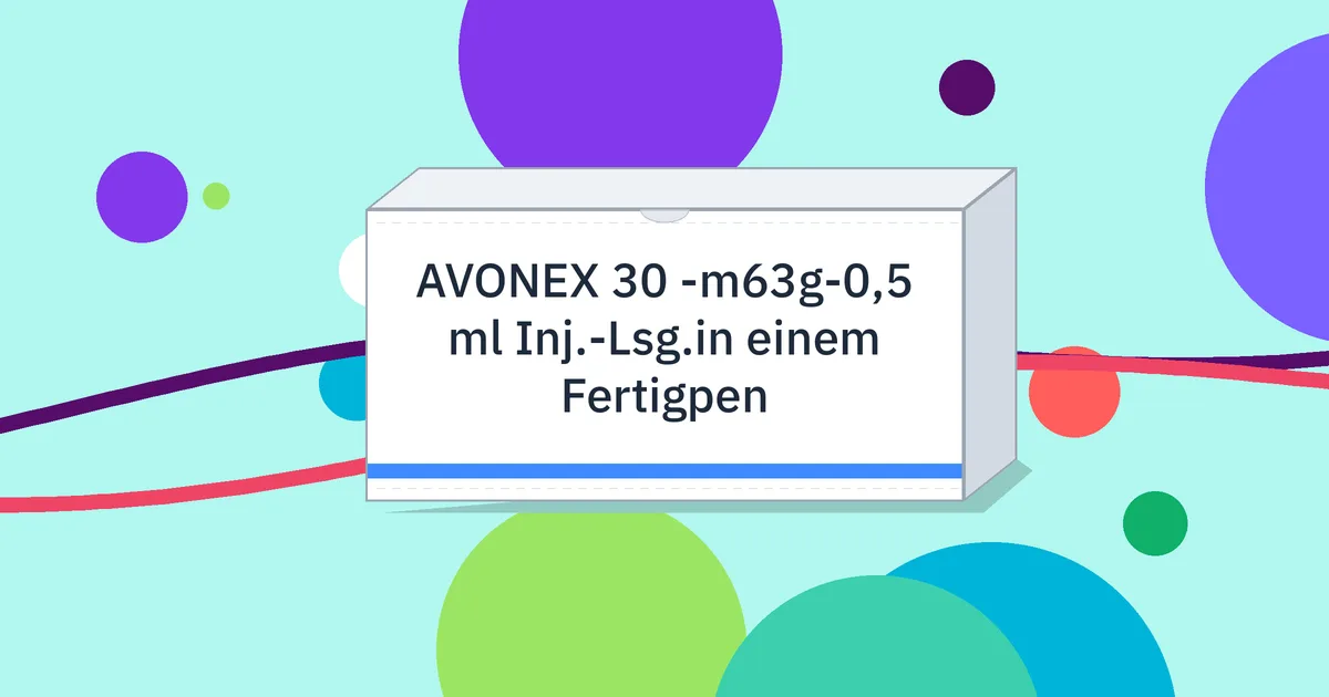 Symbolbild: Packung mit der Aufschrift AVONEX 30 -m63g-0,5 ml Inj.-Lsg.in einem Fertigpen (PZN 10637891) – Verfügbarkeit und Bezug in Apotheken in Frankfurt am Main