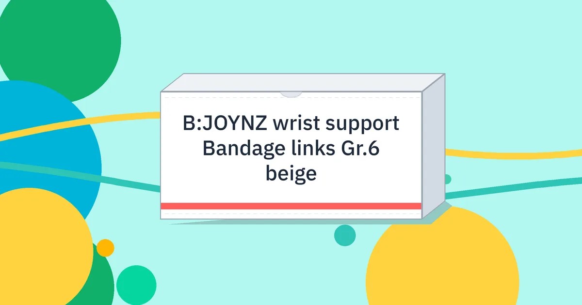 Symbolbild: Packung mit der Aufschrift B:JOYNZ wrist support Bandage links Gr.6 beige (PZN 20522628) – Verfügbarkeit und Bezug in Apotheken in Frankfurt am Main