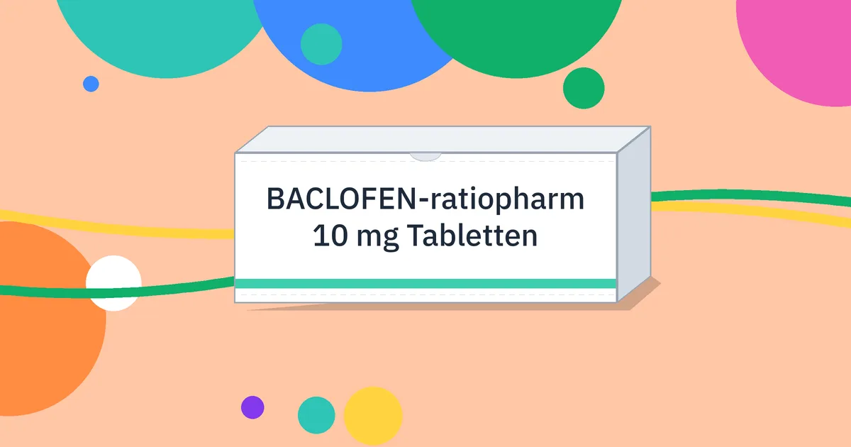 Symbolbild: Packung mit der Aufschrift BACLOFEN-ratiopharm 10 mg Tabletten (PZN 03753409) – Verfügbarkeit und Bezug in Apotheken in Frankfurt am Main