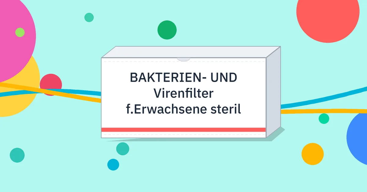 Symbolbild: Packung mit der Aufschrift BAKTERIEN- UND Virenfilter f.Erwachsene steril (PZN 13865859) – Verfügbarkeit und Bezug in Apotheken in Frankfurt am Main