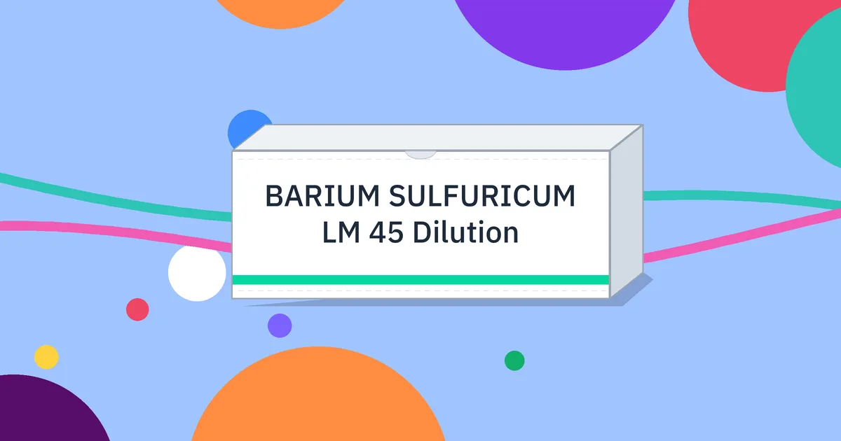 Symbolbild: Packung mit der Aufschrift BARIUM SULFURICUM LM 45 Dilution (PZN 13380665) – Verfügbarkeit und Bezug in Apotheken in Frankfurt am Main