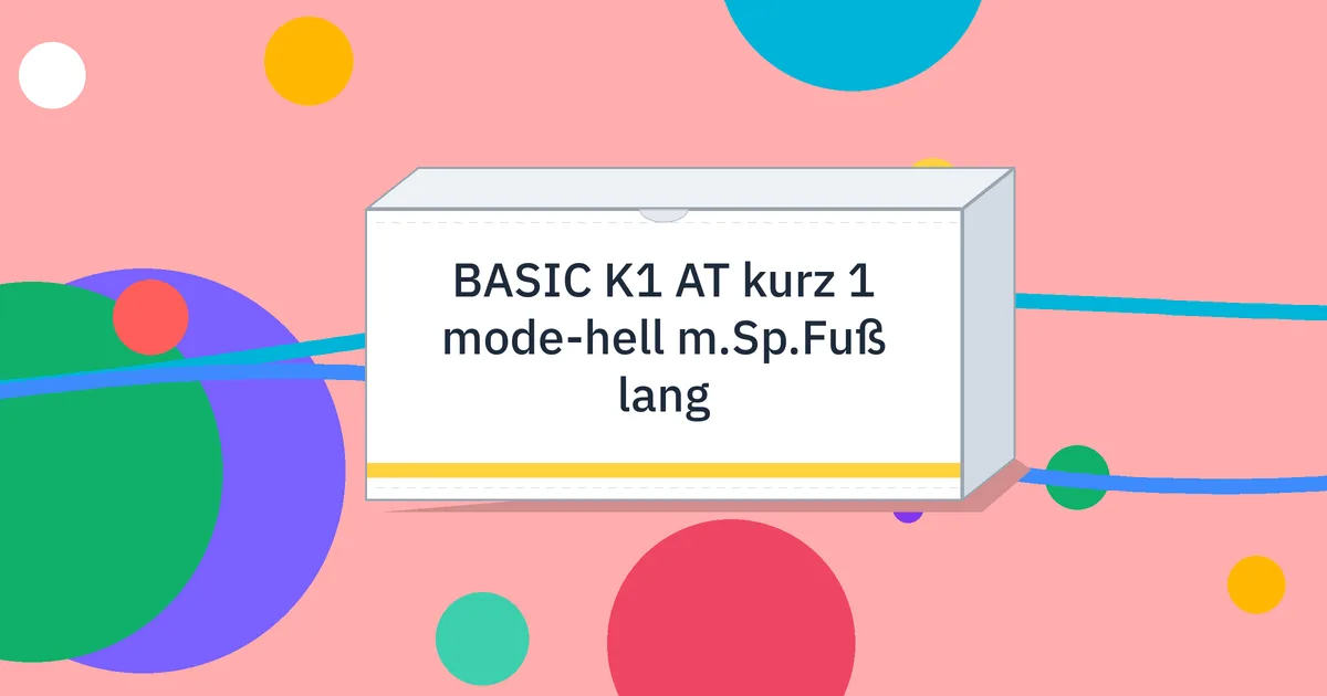 Symbolbild: Packung mit der Aufschrift BASIC K1 AT kurz 1 mode-hell m.Sp.Fuß lang (PZN 20262191) – Verfügbarkeit und Bezug in Apotheken in Frankfurt am Main