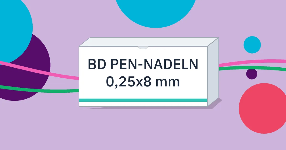 Symbolbild: Packung mit der Aufschrift BD PEN-NADELN 0,25x8 mm (PZN 02500474) – Verfügbarkeit und Bezug in Apotheken in Frankfurt am Main