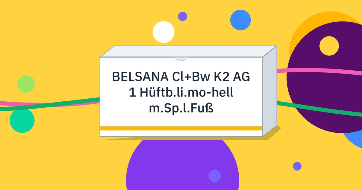 Symbolbild: Packung mit der Aufschrift BELSANA Cl+Bw K2 AG 1 Hüftb.li.mo-hell m.Sp.l.Fuß (PZN 12253870) – Verfügbarkeit und Bezug in Apotheken in Frankfurt am Main