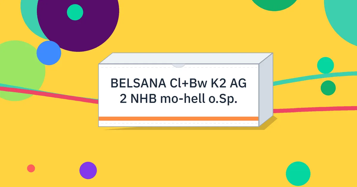 Symbolbild: Packung mit der Aufschrift BELSANA Cl+Bw K2 AG 2 NHB mo-hell o.Sp. (PZN 12242990) – Verfügbarkeit und Bezug in Apotheken in Frankfurt am Main