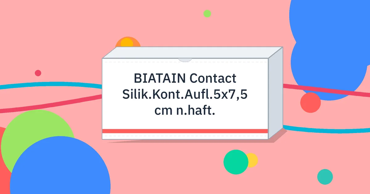 Symbolbild: Packung mit der Aufschrift BIATAIN Contact Silik.Kont.Aufl.5x7,5 cm n.haft. (PZN 18140799) – Verfügbarkeit und Bezug in Apotheken in Frankfurt am Main