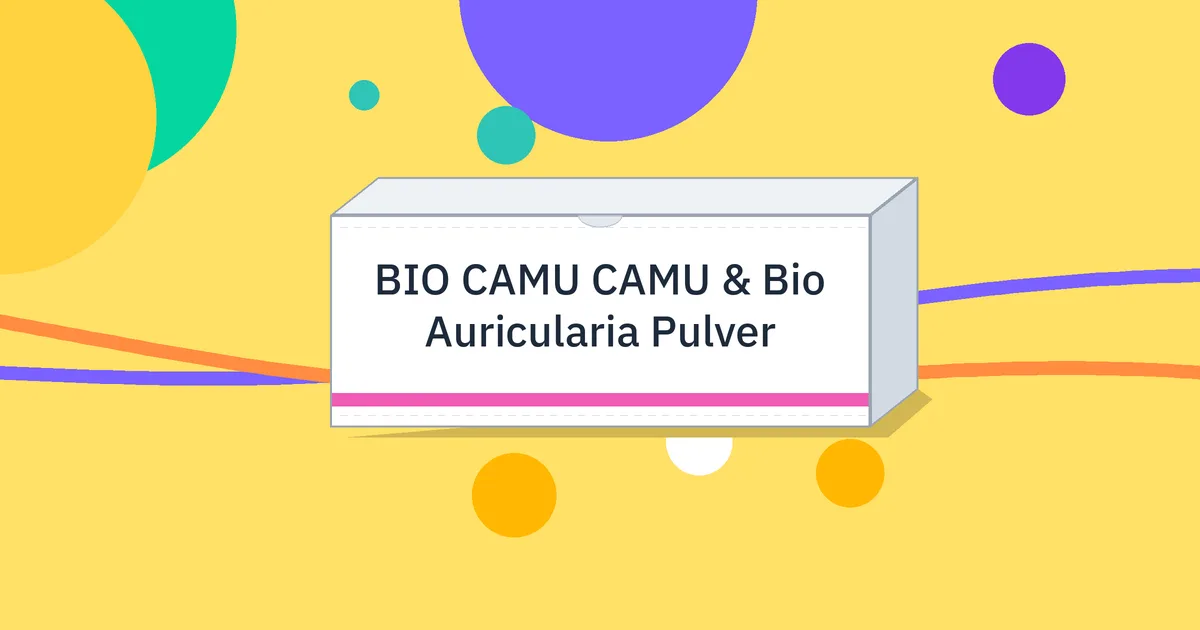 Symbolbild: Packung mit der Aufschrift BIO CAMU CAMU & Bio Auricularia Pulver (PZN 13566602) – Verfügbarkeit und Bezug in Apotheken in Frankfurt am Main