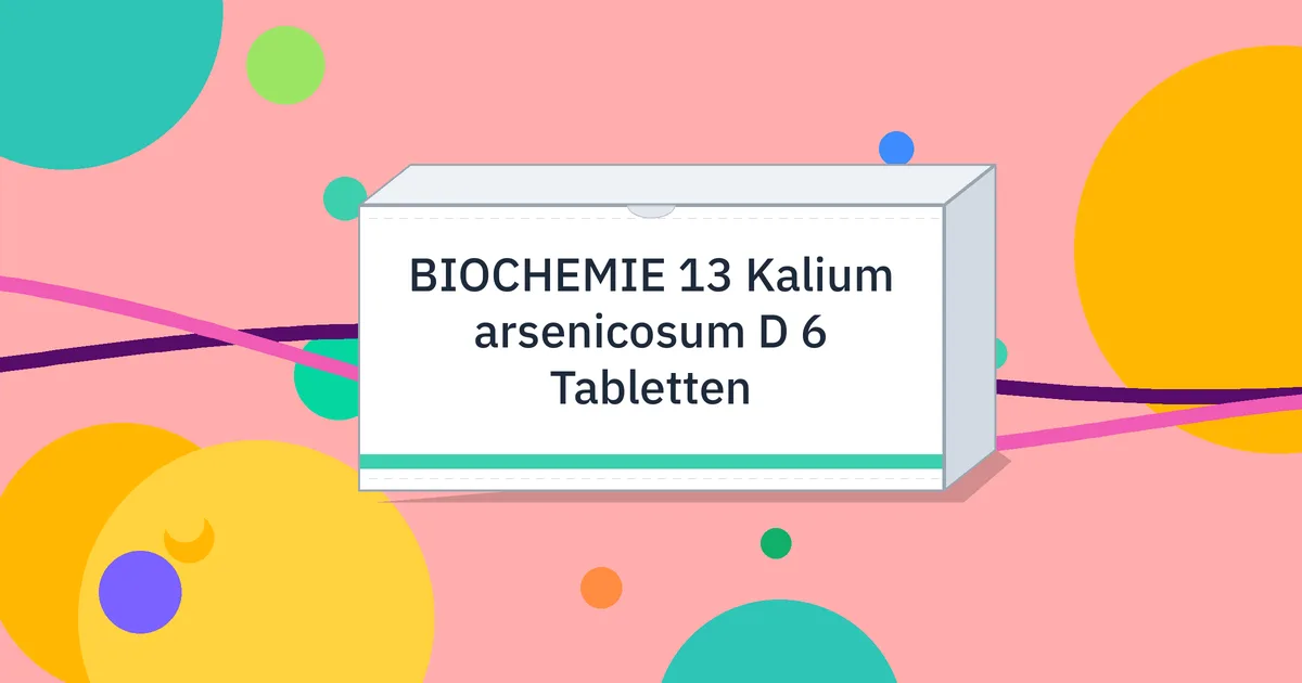 Symbolbild: Packung mit der Aufschrift BIOCHEMIE 13 Kalium arsenicosum D 6 Tabletten (PZN 04324573) – Verfügbarkeit und Bezug in Apotheken in Frankfurt am Main