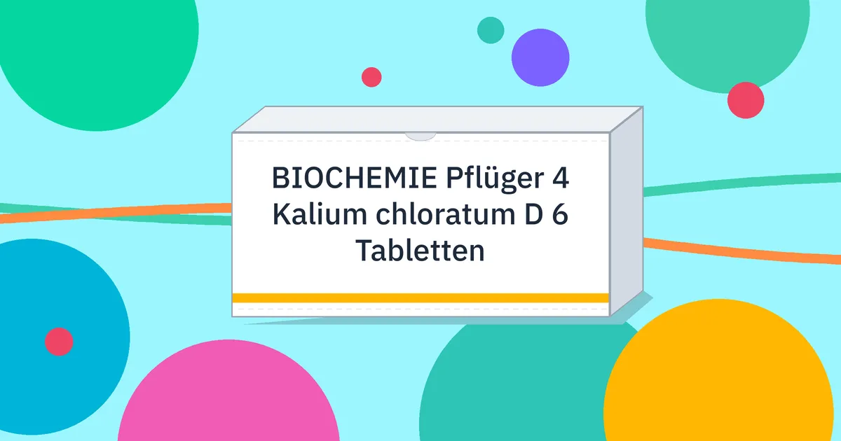 Symbolbild: Packung mit der Aufschrift BIOCHEMIE Pflüger 4 Kalium chloratum D 6 Tabletten (PZN 06318909) – Verfügbarkeit und Bezug in Apotheken in Frankfurt am Main