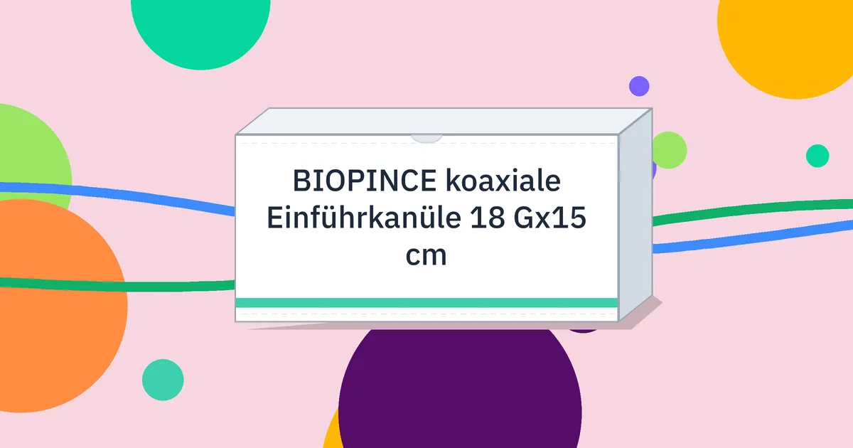 Symbolbild: Packung mit der Aufschrift BIOPINCE koaxiale Einführkanüle 18 Gx15 cm (PZN 02294543) – Verfügbarkeit und Bezug in Apotheken in Frankfurt am Main