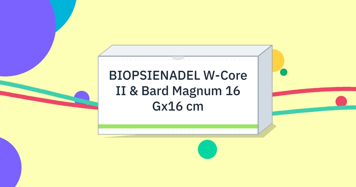 Symbolbild: Packung mit der Aufschrift BIOPSIENADEL W-Core II & Bard Magnum 16 Gx16 cm (PZN 19529482) – Verfügbarkeit und Bezug in Apotheken in Frankfurt am Main