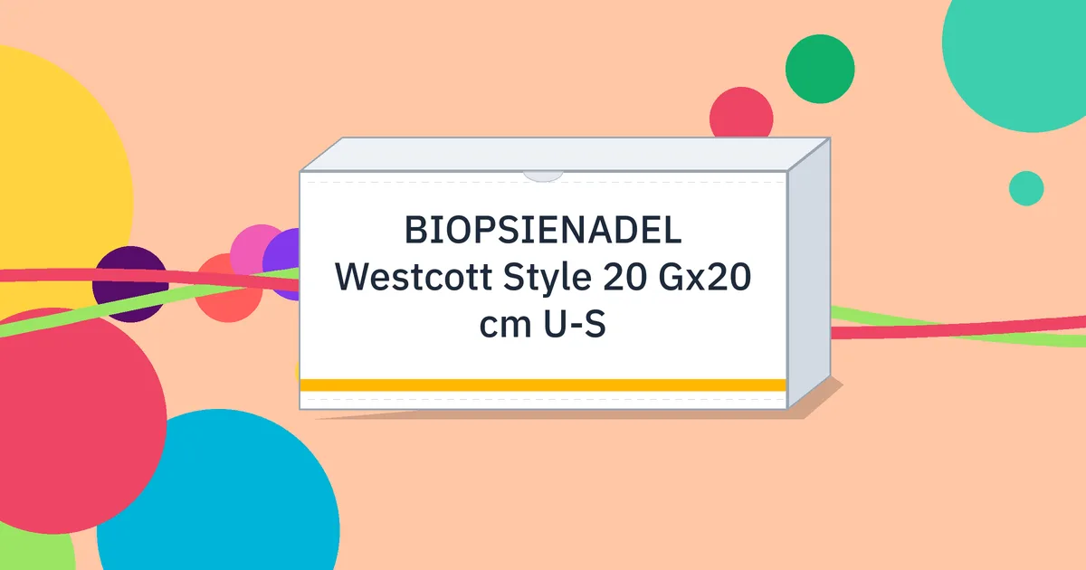 Symbolbild: Packung mit der Aufschrift BIOPSIENADEL Westcott Style 20 Gx20 cm U-S (PZN 06771661) – Verfügbarkeit und Bezug in Apotheken in Frankfurt am Main