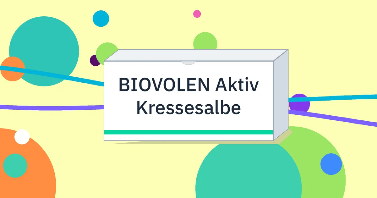 Symbolbild: Packung mit der Aufschrift BIOVOLEN Aktiv Kressesalbe (PZN 16233396) – Verfügbarkeit und Bezug in Apotheken in Frankfurt am Main