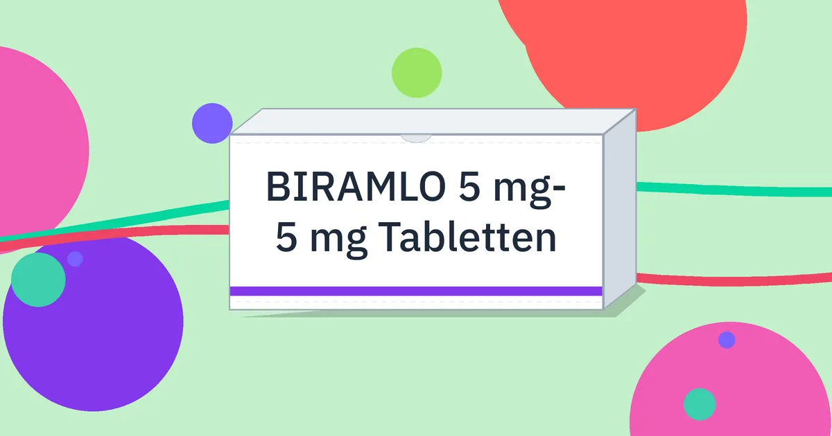 Symbolbild: Packung mit der Aufschrift BIRAMLO 5 mg-5 mg Tabletten (PZN 12449969) – Verfügbarkeit und Bezug in Apotheken in Frankfurt am Main