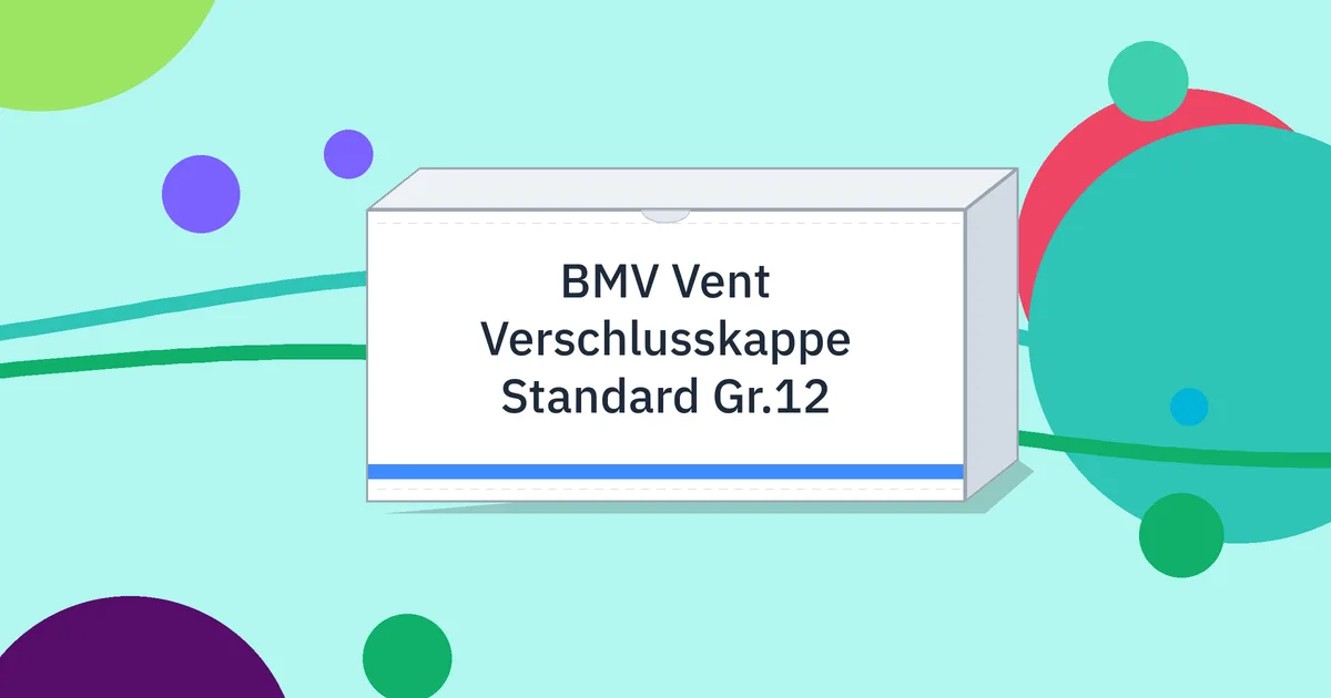 Symbolbild: Packung mit der Aufschrift BMV Vent Verschlusskappe Standard Gr.12 (PZN 10959784) – Verfügbarkeit und Bezug in Apotheken in Frankfurt am Main