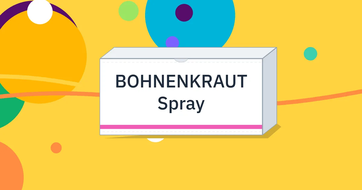 Symbolbild: Packung mit der Aufschrift BOHNENKRAUT Spray (PZN 11712258) – Verfügbarkeit und Bezug in Apotheken in Frankfurt am Main