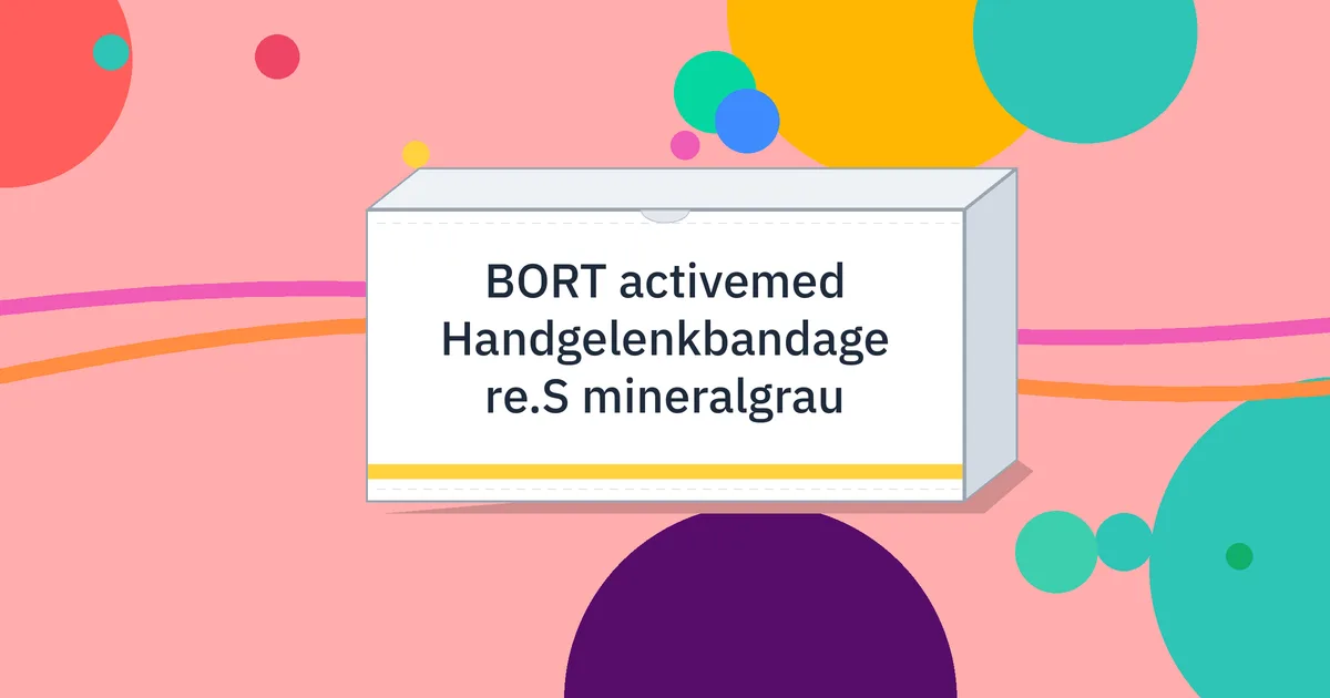 Symbolbild: Packung mit der Aufschrift BORT activemed Handgelenkbandage re.S mineralgrau (PZN 15256136) – Verfügbarkeit und Bezug in Apotheken in Frankfurt am Main